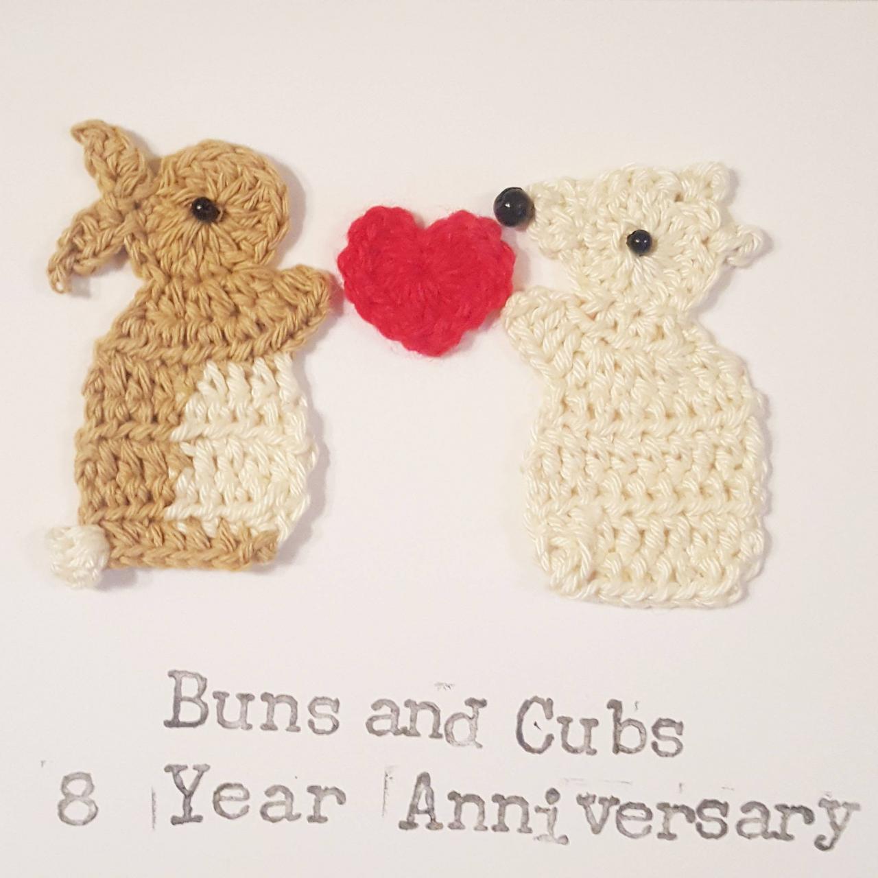 Personalised Anniversary Crochet Card, Wedding Crochet Greeting Card ...